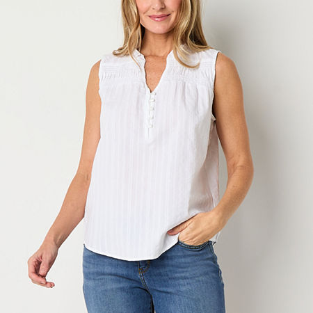 Click here for St. Johns Bay Womens Split Crew Neck Sleeveless Bl... prices