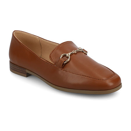 Journee Collection Womens Lacie Slide Op Tailored Loafers - Cognac