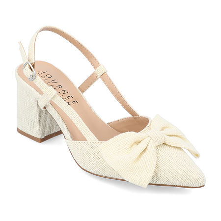 Journee Collection Womens Tailynn Block Heel Pumps - Cream