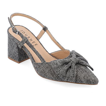 Journee Collection Womens Tailynn Block Heel Pumps - Charcoal