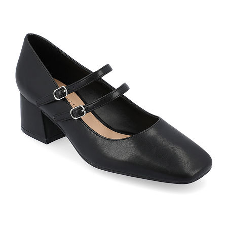 Journee Collection Womens Nally Double Strap Mary Jane Pumps - Black