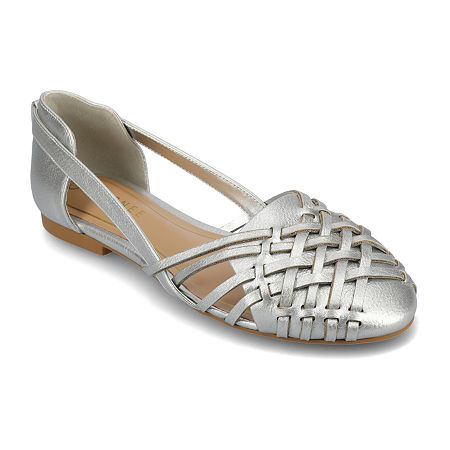 Journee Collection Womens Ekko Flat Sandals  7 1/2 Wide  Silver