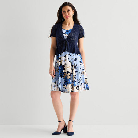 Click here for Perceptions Womens Floral Jacket Dress  Small  Blu... prices