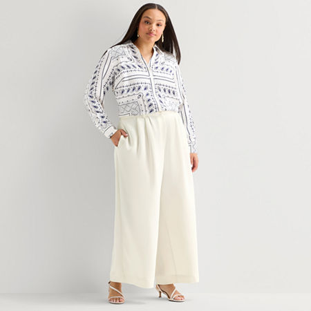 Click here for Worthington Womens Plus Wide Leg High Rise Pleated... prices