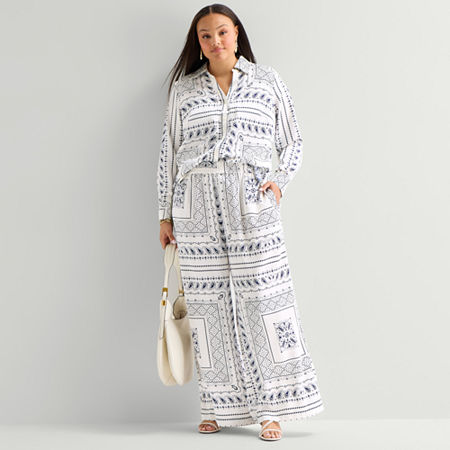 Click here for Worthington Womens Plus Wide Leg Mid Rise Trouser... prices