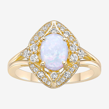 Click here for Womens Lab Created White Opal 18K Gold Over Silver... prices