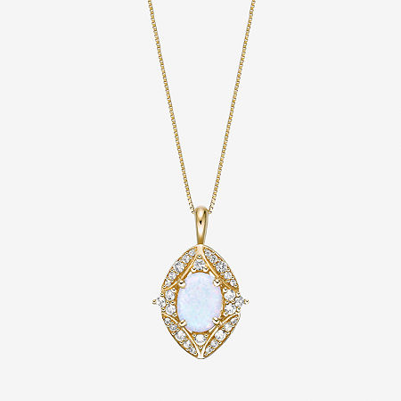 Click here for Womens Lab Created White Opal 18K Gold Over Silver... prices