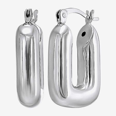 Click here for Womens Sterling Silver Rectangular Hoop Earrings... prices
