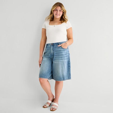 Click here for Arizona Womens 12 Mid Rise Juniors Plus Denim Shor... prices