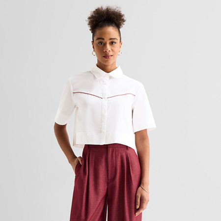 Click here for Worthington Womens Short Sleeve Embroidered Button... prices