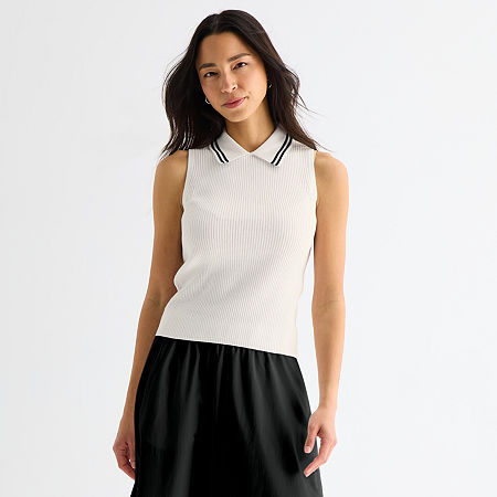 Click here for Stylus Womens Sleeveless Polo Sweater  Medium  Whi... prices