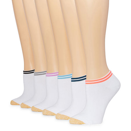 Gold Toe Cushion Womens 6 Pair Liner Socks  9-11  White