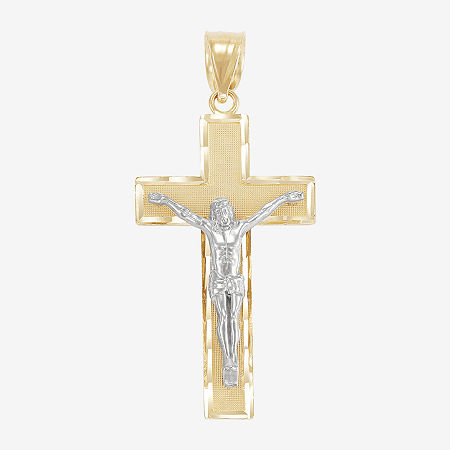 Click here for Crucifix Unisex Adult 14K Two Tone Gold Cross Pend... prices