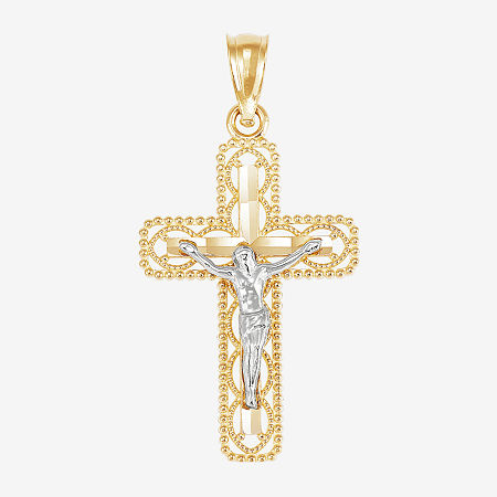 Click here for Crucifix Unisex Adult 14K Two Tone Gold Cross Pend... prices