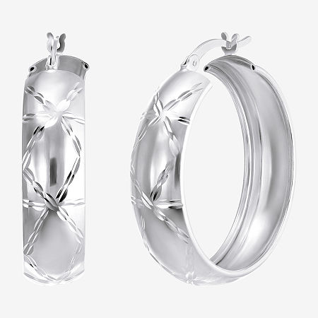 Click here for Womens Sterling Silver 30mm Round Hoop Earrings  O... prices