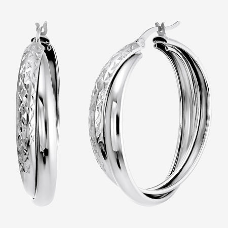 Click here for Womens Sterling Silver 35mm Round Hoop Earrings  O... prices