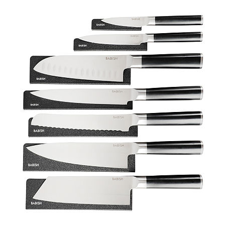 Babish High-Carbon 1.4116 German Steel 14 Piece Full Tang Forged Knife Set W/ Sheaths - Black