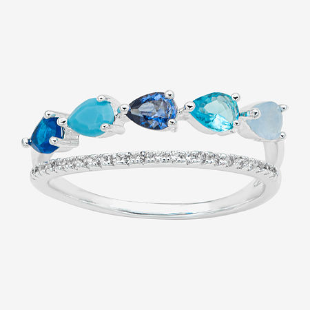 Click here for Sparkle Allure Faux Stacked Womens 2MM Blue Crysta... prices