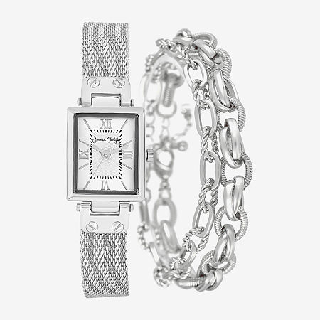 Jessica Carlyle Womens Silver Tone Metal Alloy Analog Watch  23mm - Silver Tone
