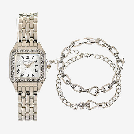 Jessica Carlyle Womens Silver Tone Metal Alloy Analog Watch  26mm - Silver Tone