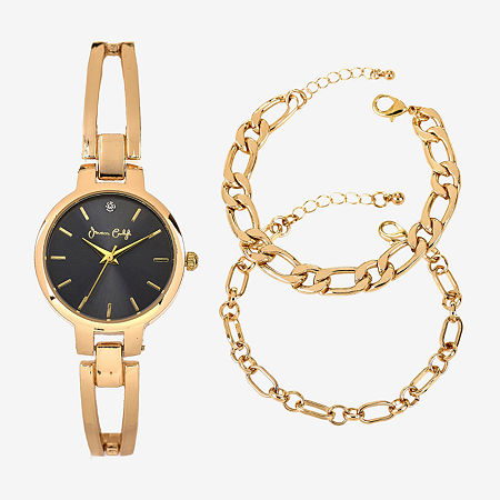 Jessica Carlyle Womens Gold Tone Metal Alloy Analog Watch  33mm - Gold Tone