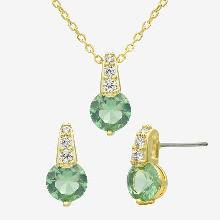 Click here for Sparkle Allure Womens Green Crystal 14K Gold Over... prices