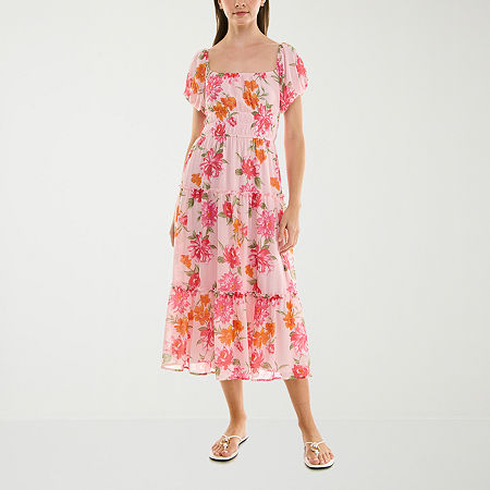 Click here for Trixxi Womens Short Sleeve Floral Midi Juniors Fit... prices