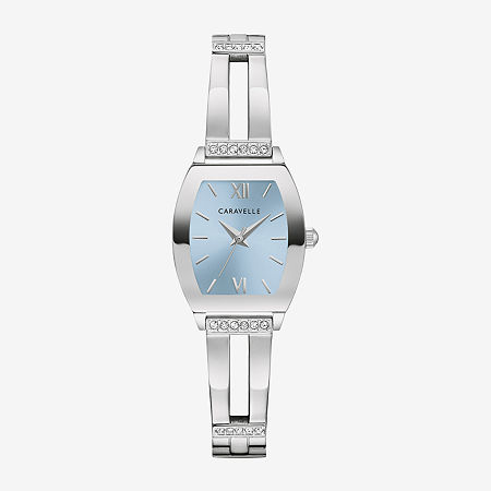 Caravelle Womens Crystal Accent Stainless Steel Expansion Bracelet Watch 22mm - Silver-tone