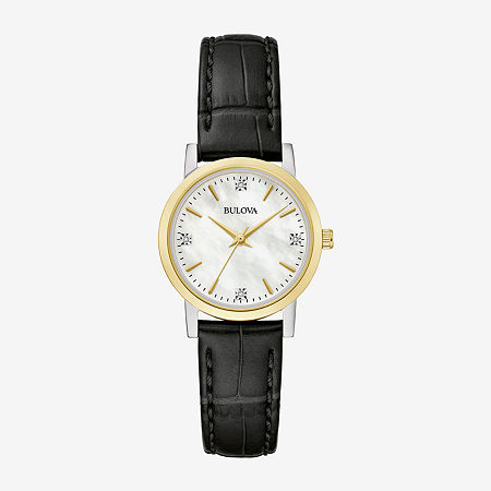 Click here for Bulova Womens Diamond Accent Black Leather Strap W... prices