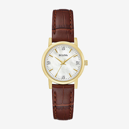 Click here for Bulova Womens Diamond Accent Brown Leather Strap W... prices
