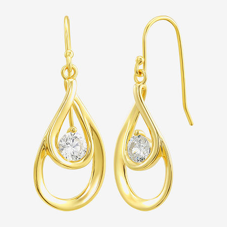 Click here for Womens Cubic Zirconia 24K Gold Over Silver Oval Dr... prices