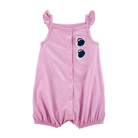Carters Baby Girls Cotton Snap-Up Romper - Purple/Glasses