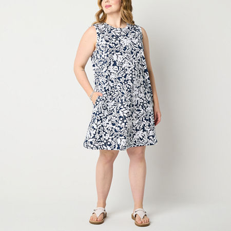 Click here for St. Johns Bay Womens Plus Sleeveless Shift Dress... prices