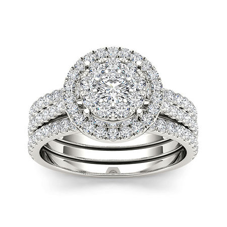 Click here for 1 CT.T.W. Natural Diamond 10K White Gold Bridal Ri... prices