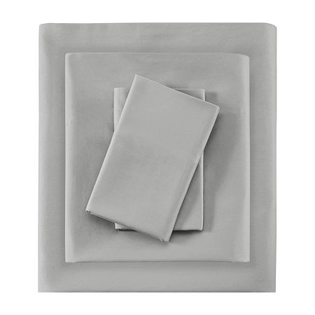 Madison Park 600 Thread Count Pima Cotton Sateen 7-Pc. Sheet Set  Split King - Light Grey