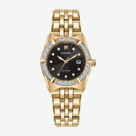 Womens Citizen(R) Corso Black Dial Gold-Tone Watch - EW2712-55E