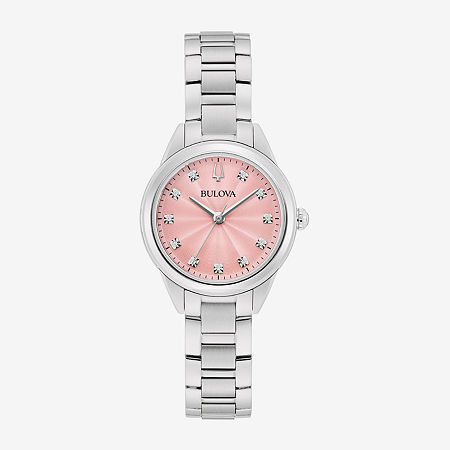 Bulova Womens Sutton Diamond Accent Stainless Steel Bracelet Watch 28mm - Silver-tone