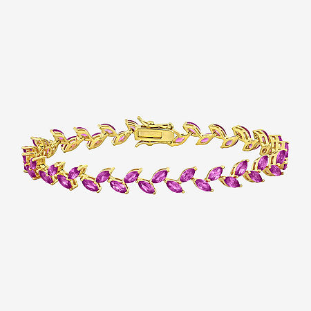 Click here for Womens Lab Created Pink Sapphire 18K Gold Over Sil... prices