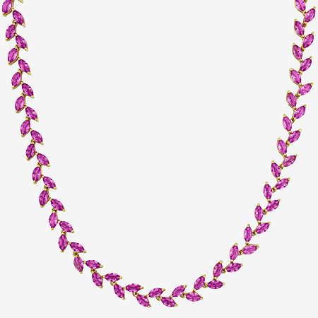 Click here for Womens Pink Sapphire Sterling Silver 17 Inch Tenni... prices