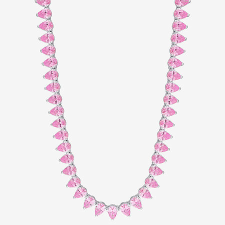 Click here for Womens Pink Sapphire Sterling Silver 18 Inch Tenni... prices