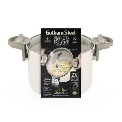 Gotham Steel Cream Ultra Ceramic 8-qt. Pasta Pot with Strainer and ...