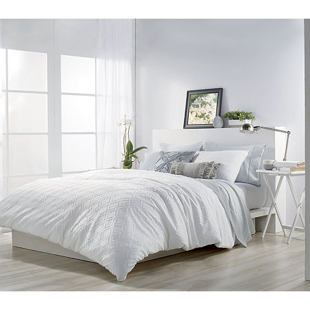 Click here for CHF Solid Ogee Duvet Cover Set  One Size  White prices