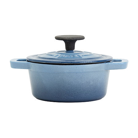 Smith and Clark Cast Iron 1 Quart Enamel Dutch Oven - Blue