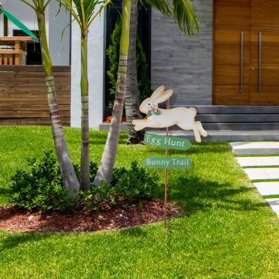 Northlight 25.5in Easter Egg Hunt And Bunny Trail Metal Spring Easter ...