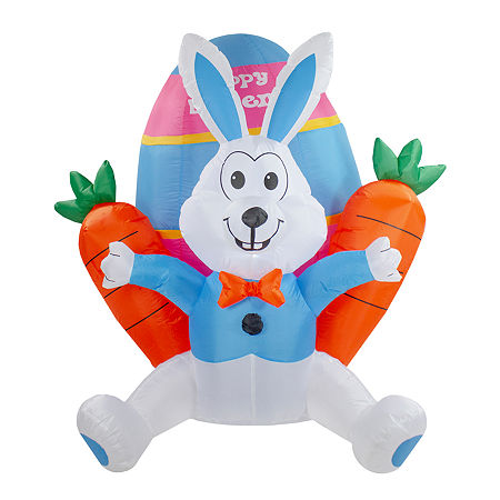 Northlight 4 Inflatable Lighted Easter Rabbit with Carrots Outdoor Decoration - Orange