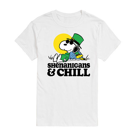 Airwaves Mens Peanuts St Patricks Day Shenanigans Chill Short Sleeve T-Shirt - White