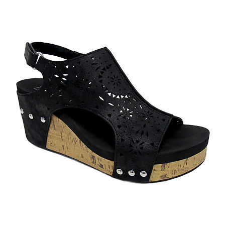 Click here for Pop Womens Ellerie Wedge Sandals  6 Medium  Black prices