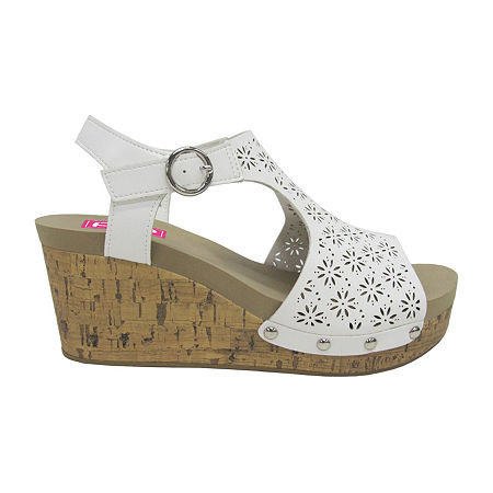Click here for Pop Womens Virelyne Wedge Sandals  10 Medium  Whit... prices