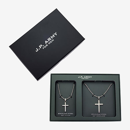Click here for Father & Son Mens Stainless Steel Cross 2-pc. Neck... prices