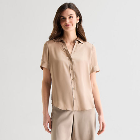 Click here for Worthington Womens Short Sleeve Slim Fit Blouse  M... prices